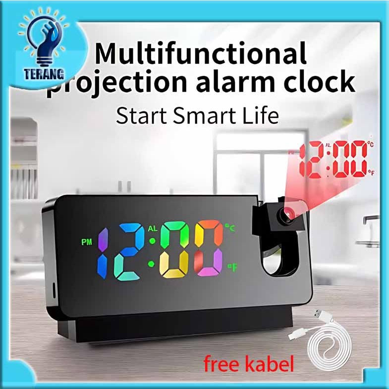 Jual Jam Digital Smart Alarm Proyektor LED Temperature Clock 180 ...