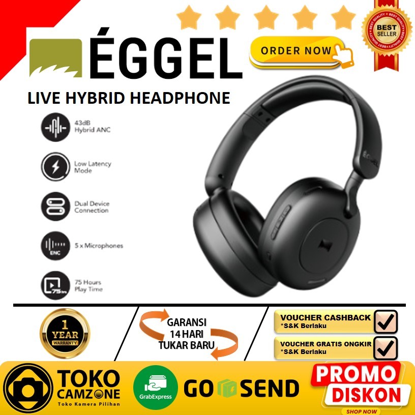 Jual Eggel Live 2 Hybrid ANC + ENC Over Ear Bluetooth Headphone ...