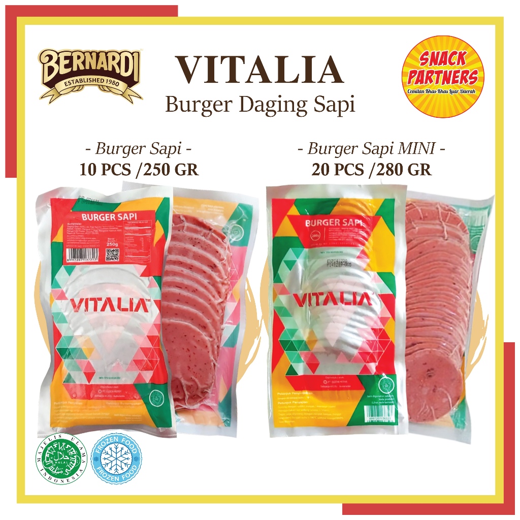 Jual VITALIA Beef Burger / Burger Daging Sapi 10 PCS / 250 GR | Mini 20 ...