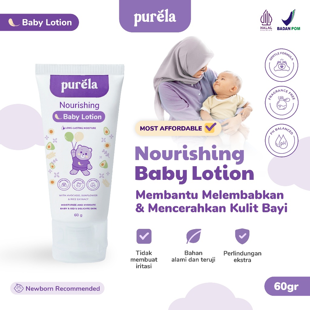 Jual Purela Nourishing Baby Lotion 60gr Membantu Mencerahkan dan ...