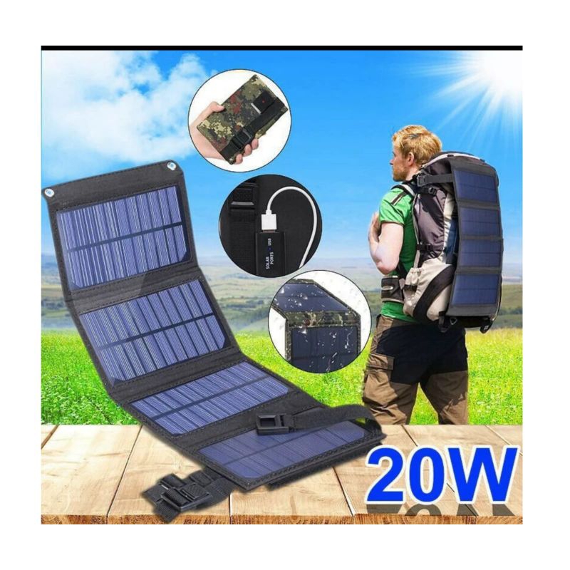 Jual papan solar panel portable lipat travel kemping USB foldable ...