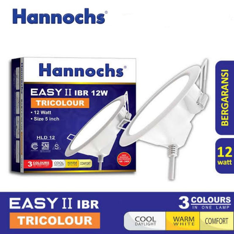 Jual Downlight Hannochs Easy Tricolour 3w 5w 9w 12w 15w IBR - Lampu ...