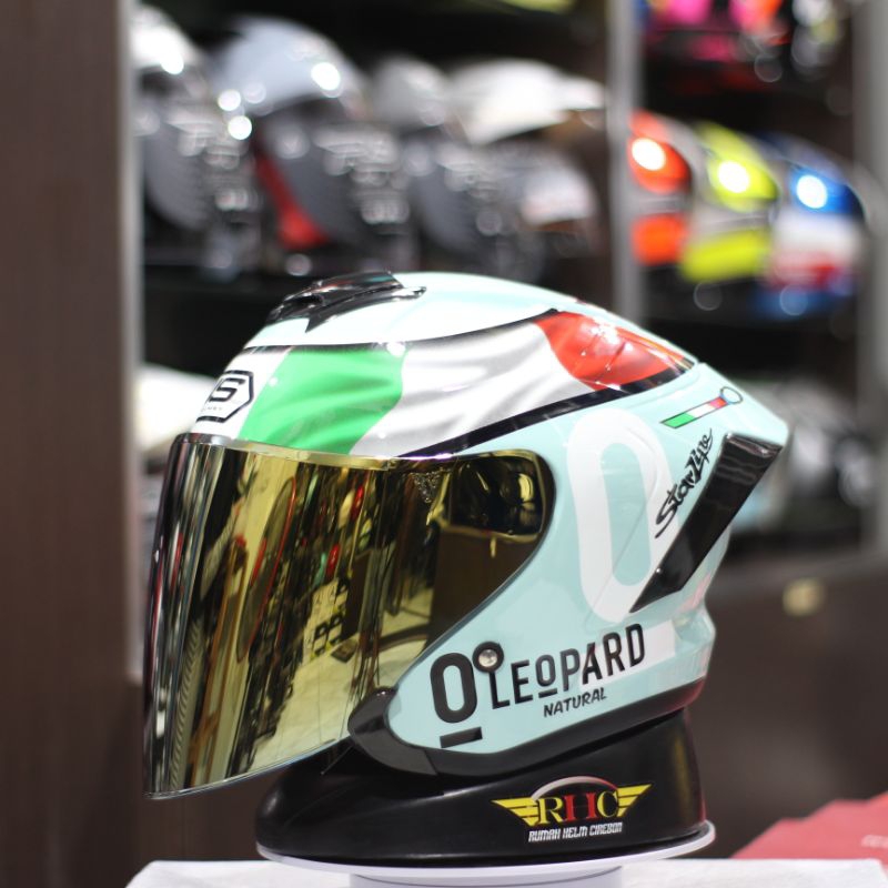 Jual HELM JS ARMOR MOTIF LEOPARD VISOR IRIDIUM GOLD | Shopee Indonesia