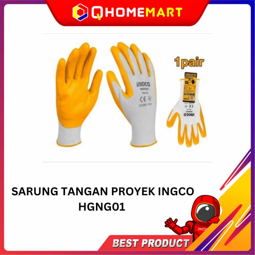 Jual Sarung Tangan INGCO HGNG01 Safety Proyek Nitrile Gloves | Shopee ...