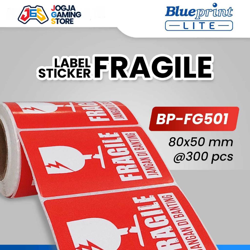 Jual Sticker Label Fragile Jangan dibanting 80x50 BLUEPRINT FG501 isi ...