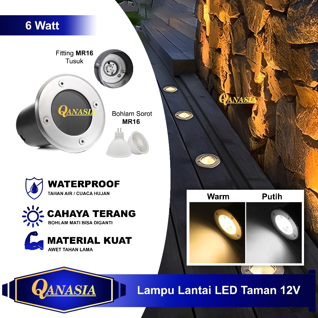 Jual Lampu LED Tanam Lantai 12V MR16 6W - Outdoor Dekorasi Taman ...