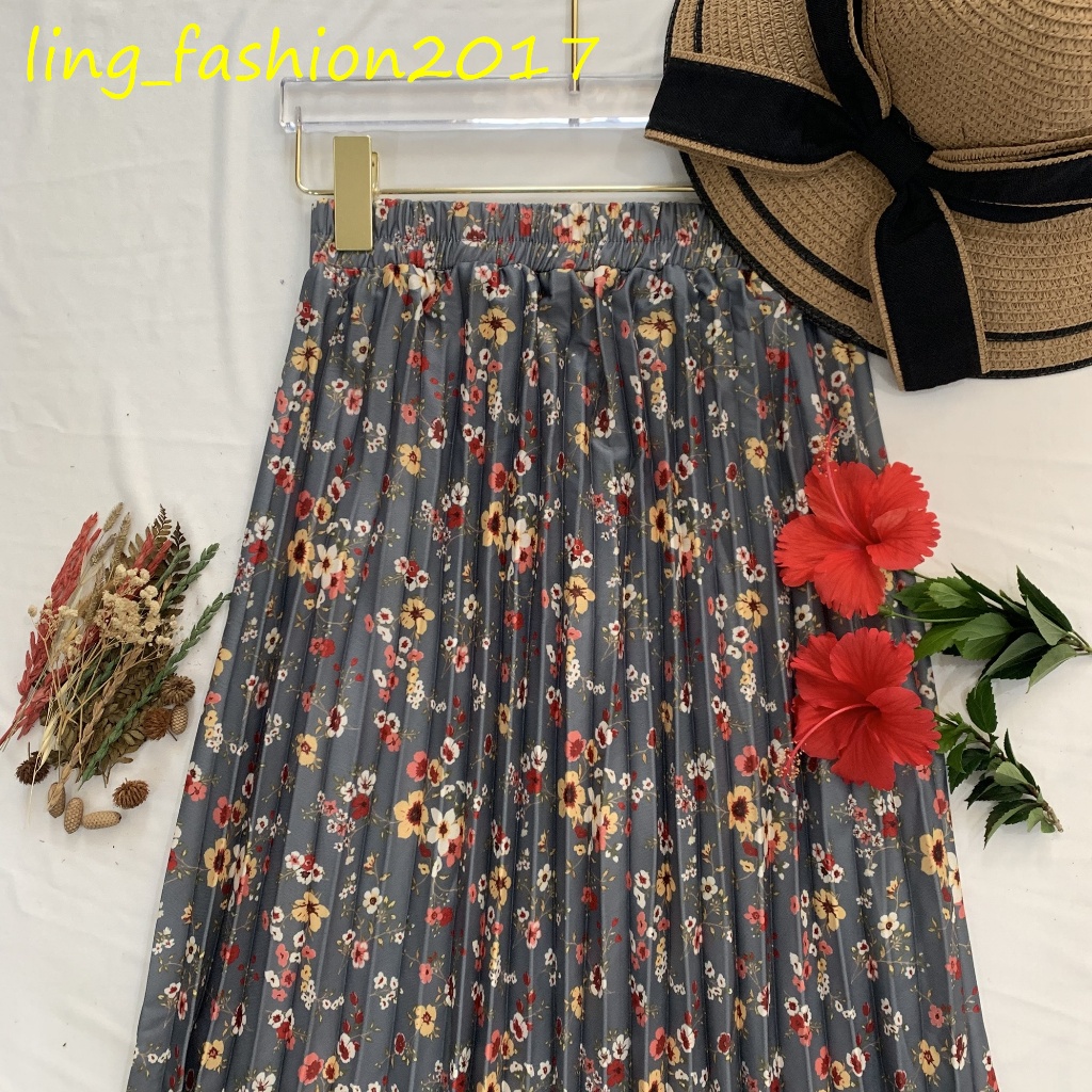 Jual ROK PLISKET WANITA KOREAN STYLE/ROK PLISKET PAYUNG MOTIF BUNGA ...