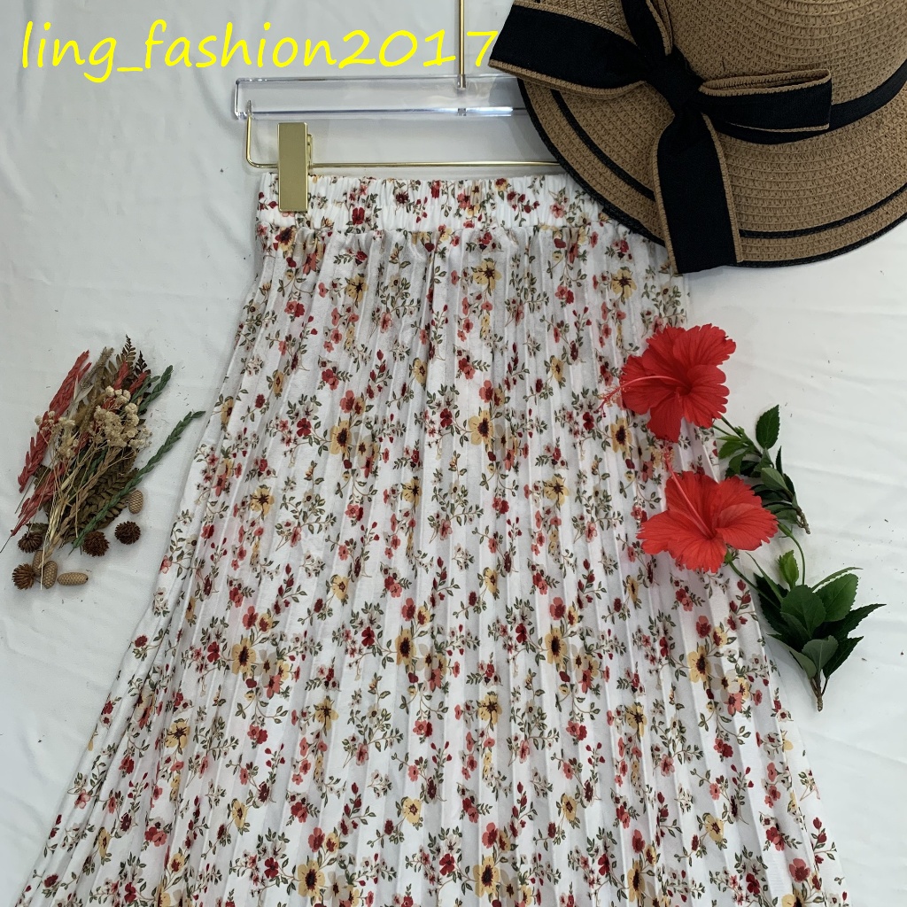Jual ROK PLISKET WANITA KOREAN STYLE/ROK PLISKET PAYUNG MOTIF BUNGA ...