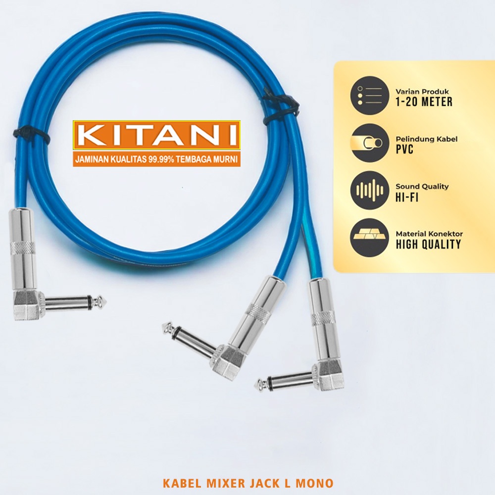 Jual Kabel Audio Kitani/Kabel Mixer Jack L 1 to 2 Jack L Mono | Shopee ...