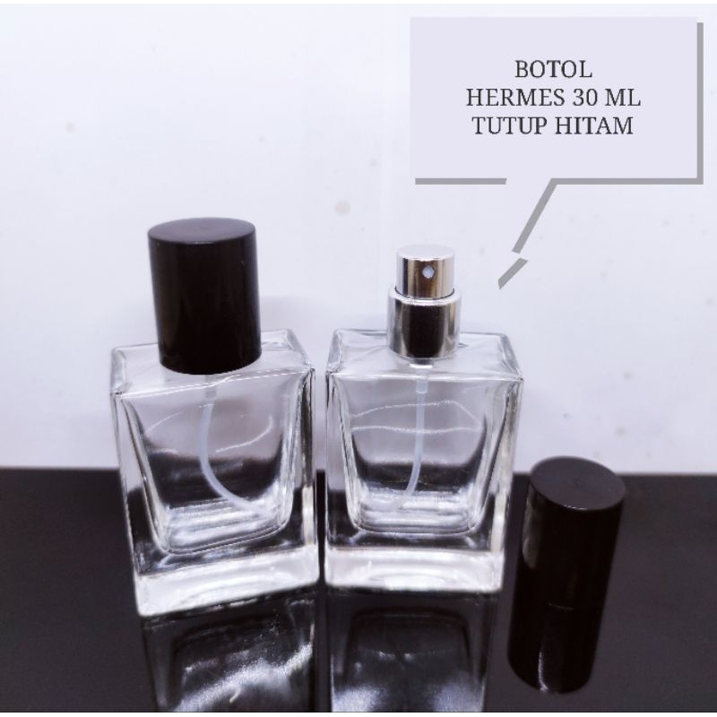 Jual BOTOL - HERMES 30 ML HITAM | Botol parfum kosong Spray drat putar ...