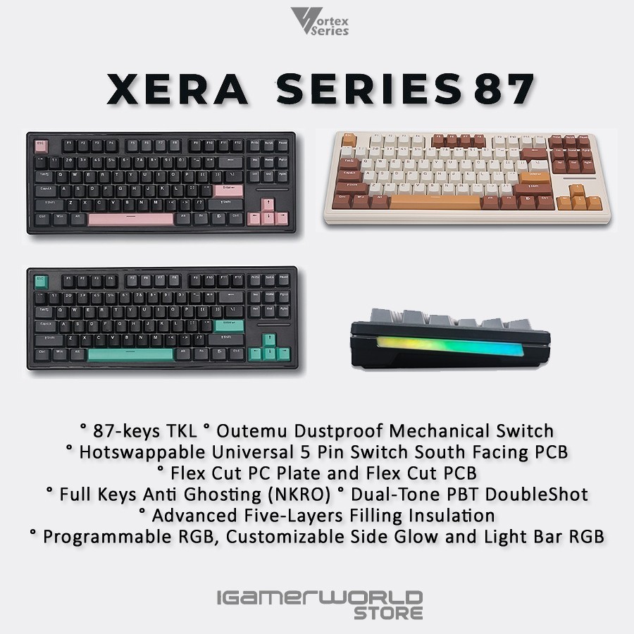 Jual VortexSeries Xera Series 87 Wired Mechanical Keyboard Gasket Mount ...