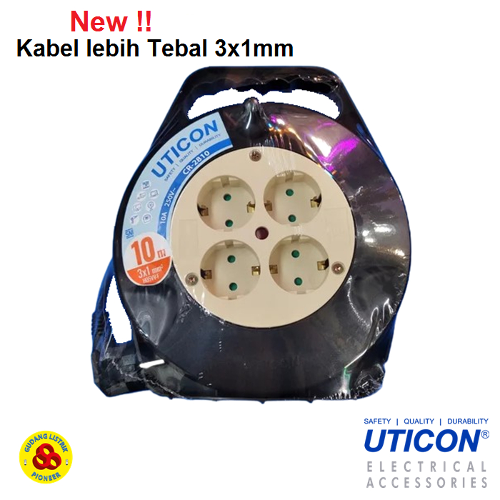 Jual Uticon Kabel Roll 10M CR2810 / Roll Kabel Stop Kontak 10 Meter New ...