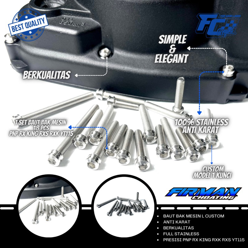 Jual BAUT SET BAK MESIN CUSTOM STAINLES BLOK KALTER RX KING RXS RXK ...