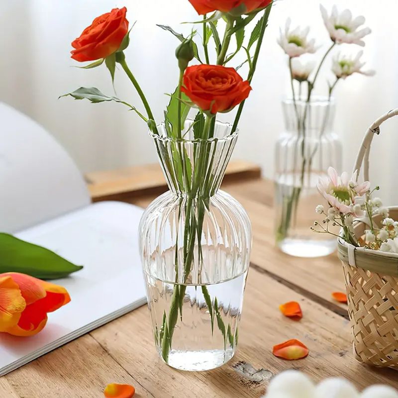 Jual Vas Bunga Aesthetic Kaca Transparan Nordic Bottle Vases Flower Pot ...
