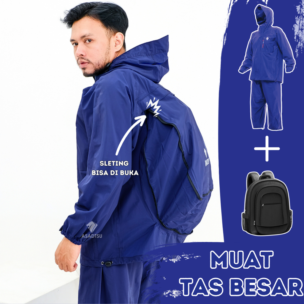 Jual ASADTSU Jas Hujan Ransel Setelan Dewasa Pria Wanita Bahan Tebal Impor | Shopee Indonesia
