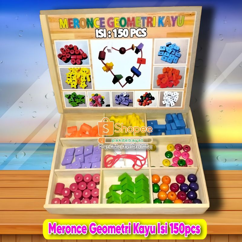 Jual Meronce Geometri Kayu Isi 150pcs (9 Bentuk) | Shopee Indonesia