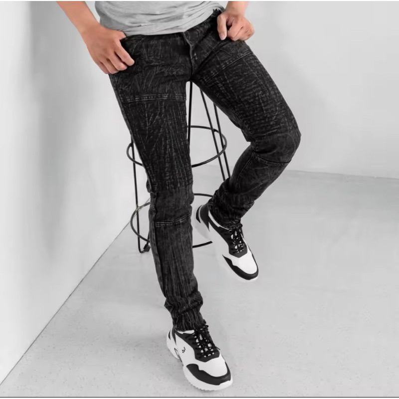 Jual Celana Bikers Riders Polos Panjang Snow Black Jeans Biker Sobek ...