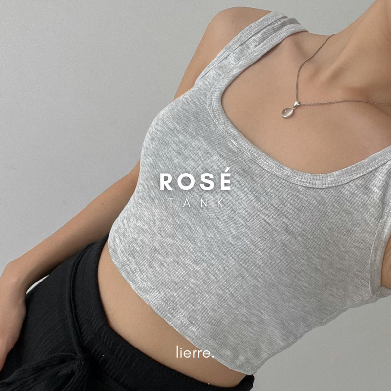 Jual lierre. ROSÉ tank - basic rib knit inner crop tanktop | Shopee ...