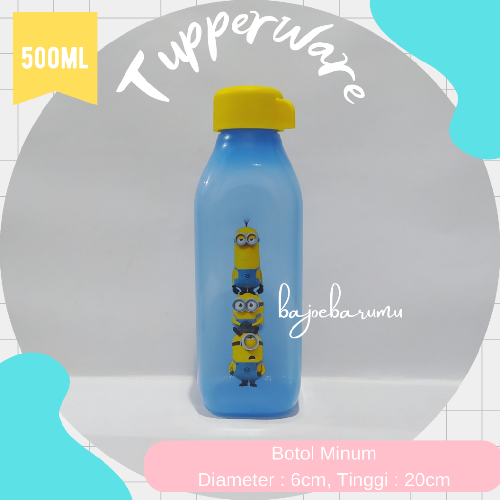 Jual TUPPERWARE Botol Tempat Air Minum Minion Eco Water Bottle Square ...