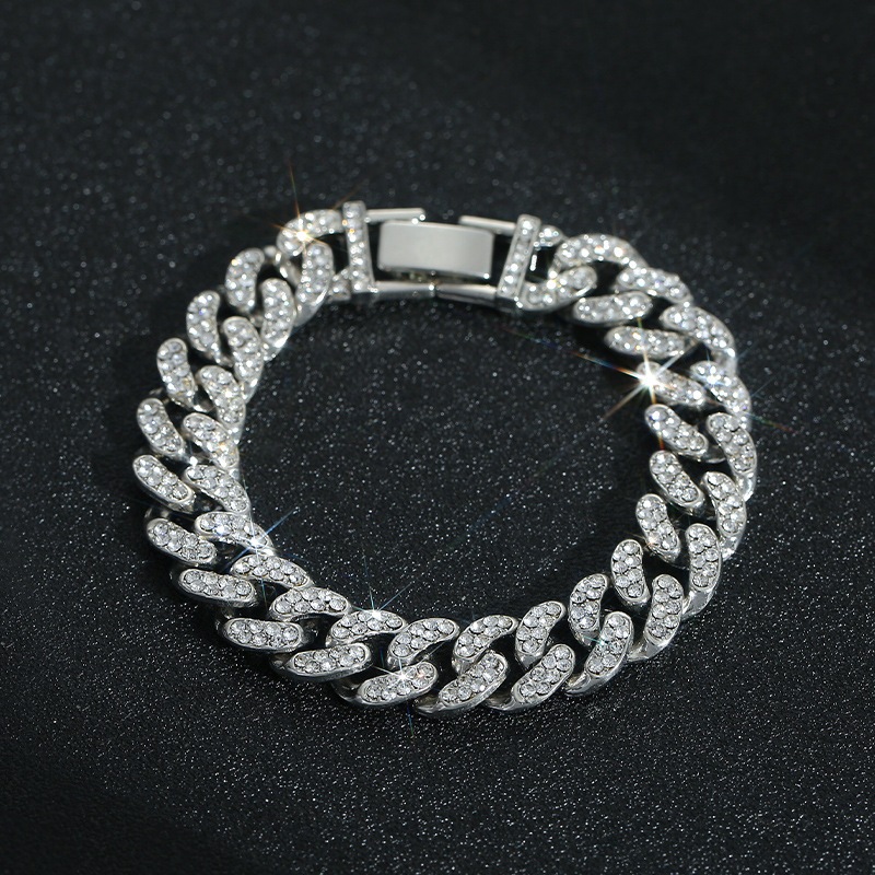 Jual Gelang Pria Rantai Diamond Silver & Gold / Hip Hop Gold Plated ...