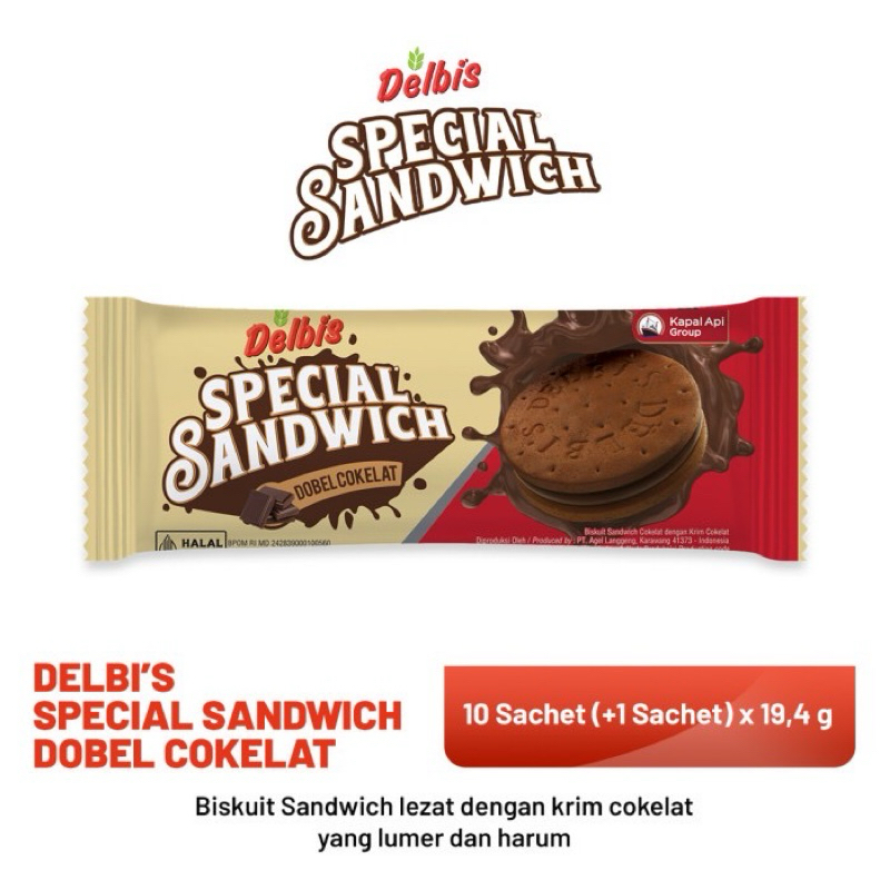 Jual Delbis Special Sandwich Dobel Coklat (10 Sachet x 19.4 gram ...