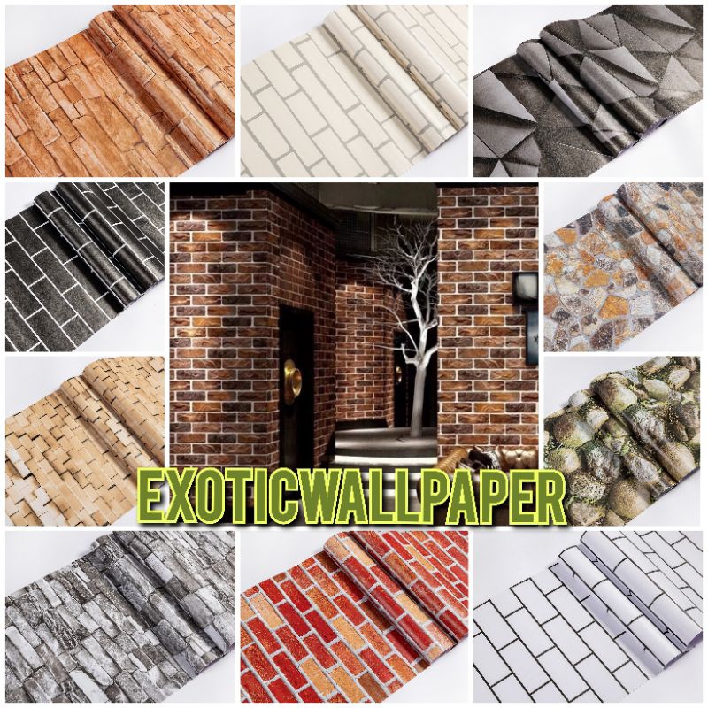 Jual Wallpaper Sticker Dinding Batu Alam 3D | Batu Bata 3D | MARMER ...