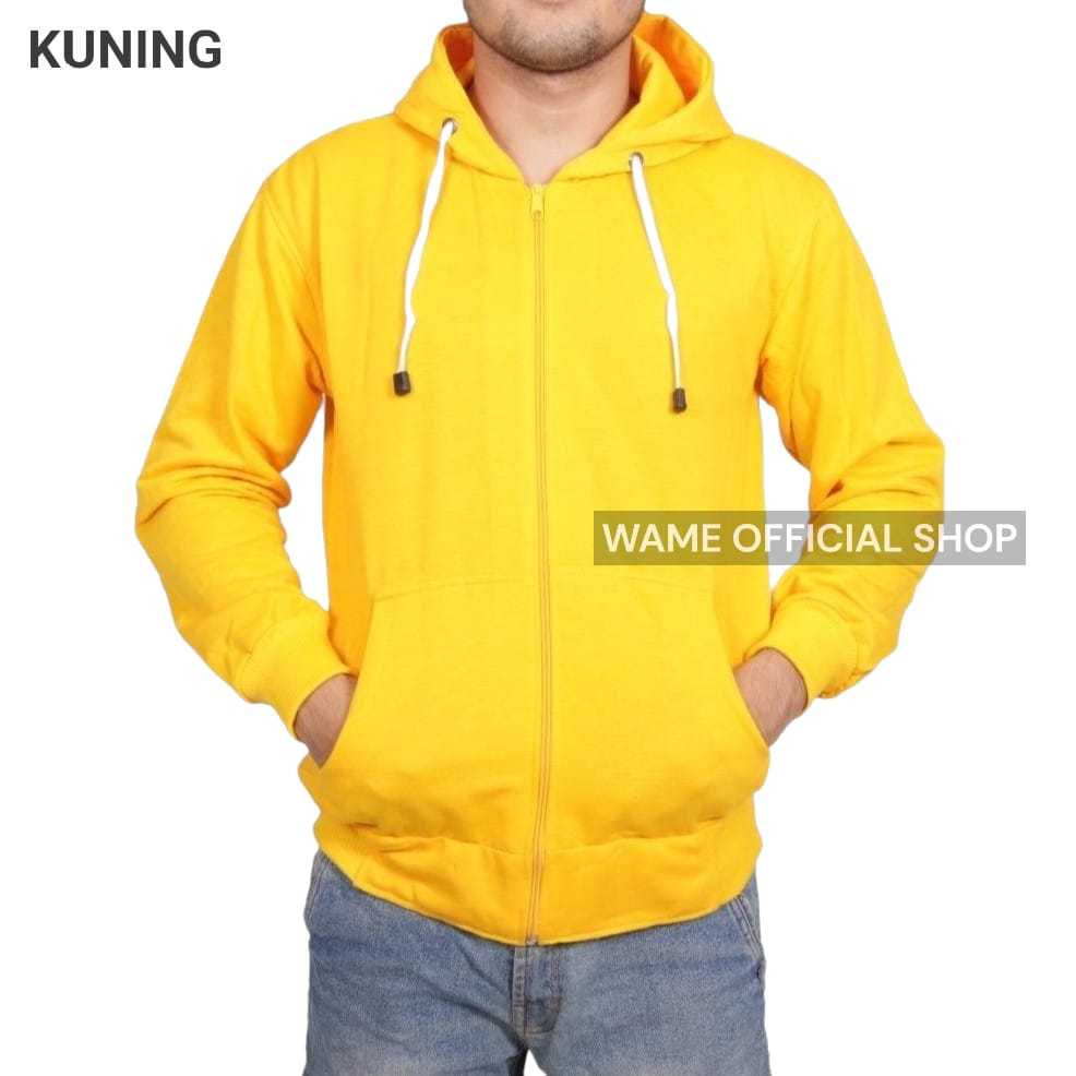 Jual JAKET HOODIE ZIPPER POLOS HITAM PRIA WANITA WAME | Shopee Indonesia