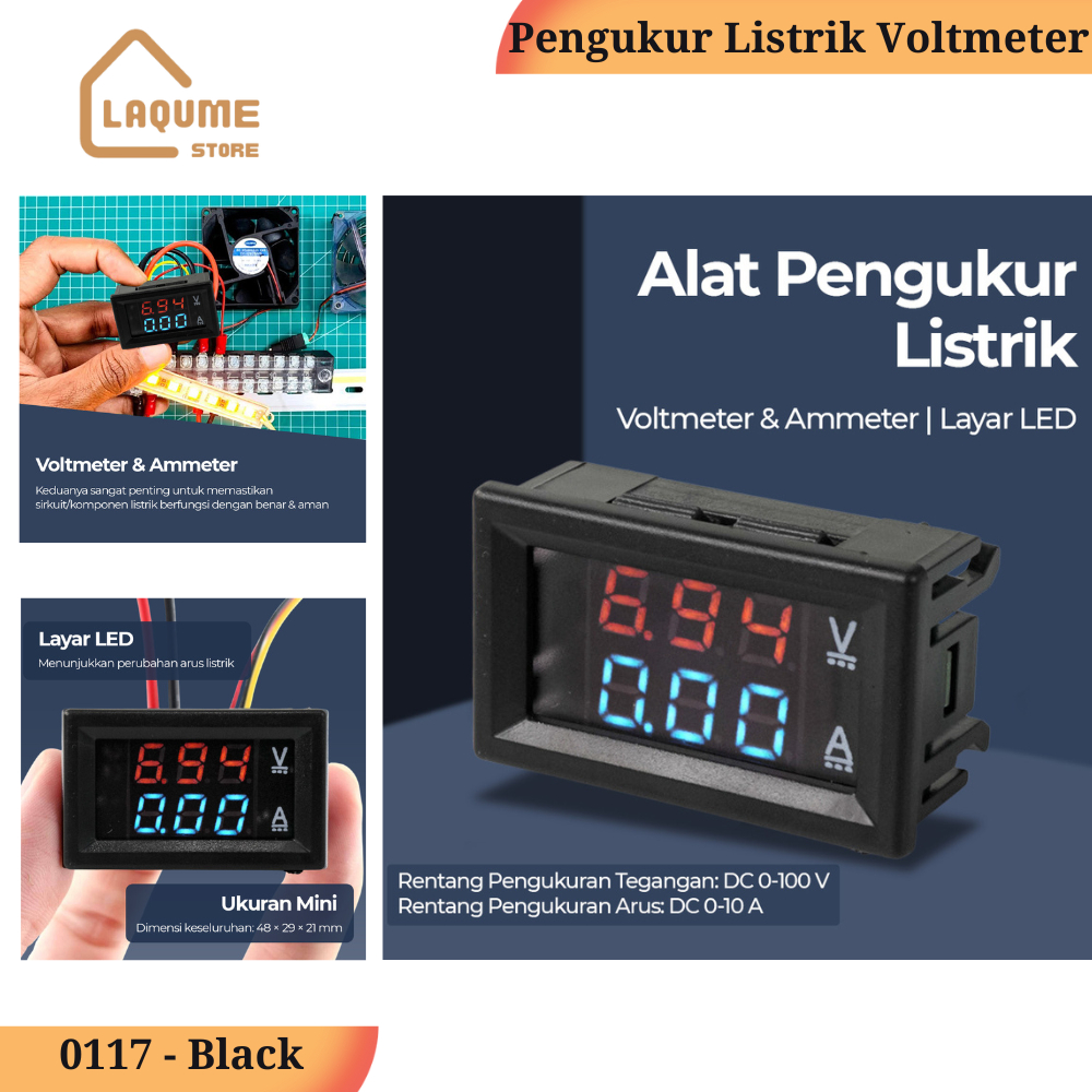 Jual Digital Voltmeter Amperemeter 0-100V 10A Alat Ukur Tegangan Arus DC | Shopee Indonesia