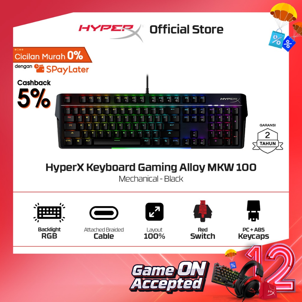 Jual HyperX Keyboard Gaming Alloy MKW 100 Mechanical - Black | Shopee Indonesia