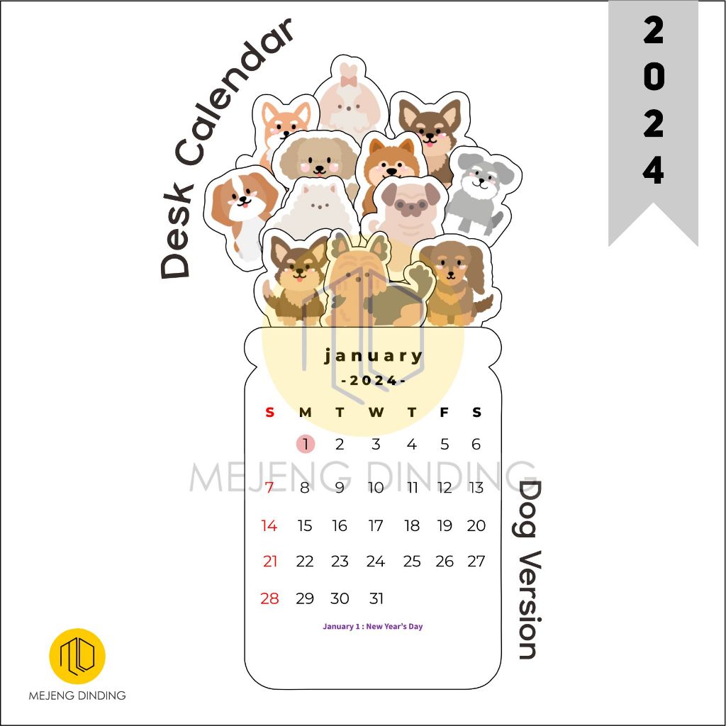 Jual KALENDER 2024 DUDUK AESTHETIC - KALENDER MEJA ESTETIK MOTIF ANJING ...
