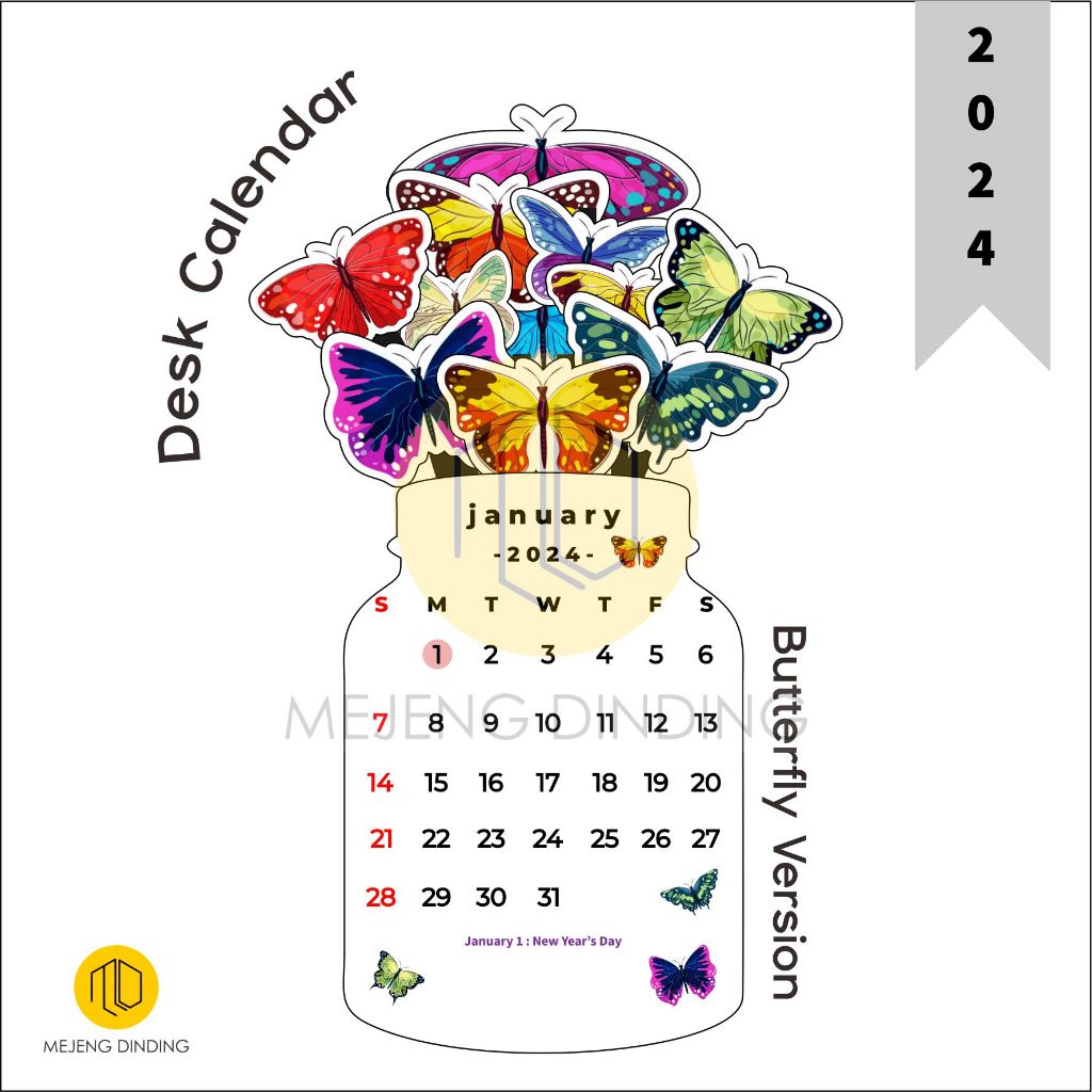 Jual KALENDER 2024 DUDUK AESTHETIC - KALENDER MEJA ESTETIK MOTIF KUPU ...