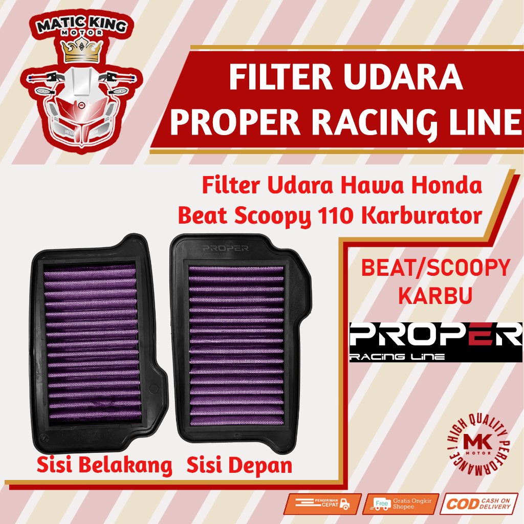 Jual Filter Saringan Udara Hawa Honda Beat Scoopy Karburator KVY PROPER ...