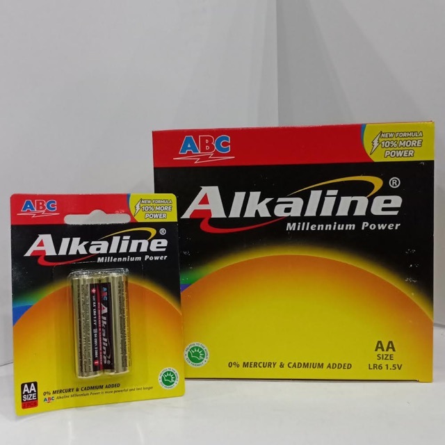 Jual BATERAI ABC ALKALINE AA BATERAI A2 LR 6 ISI 2 (24 HANGER= 48 BIJI ...