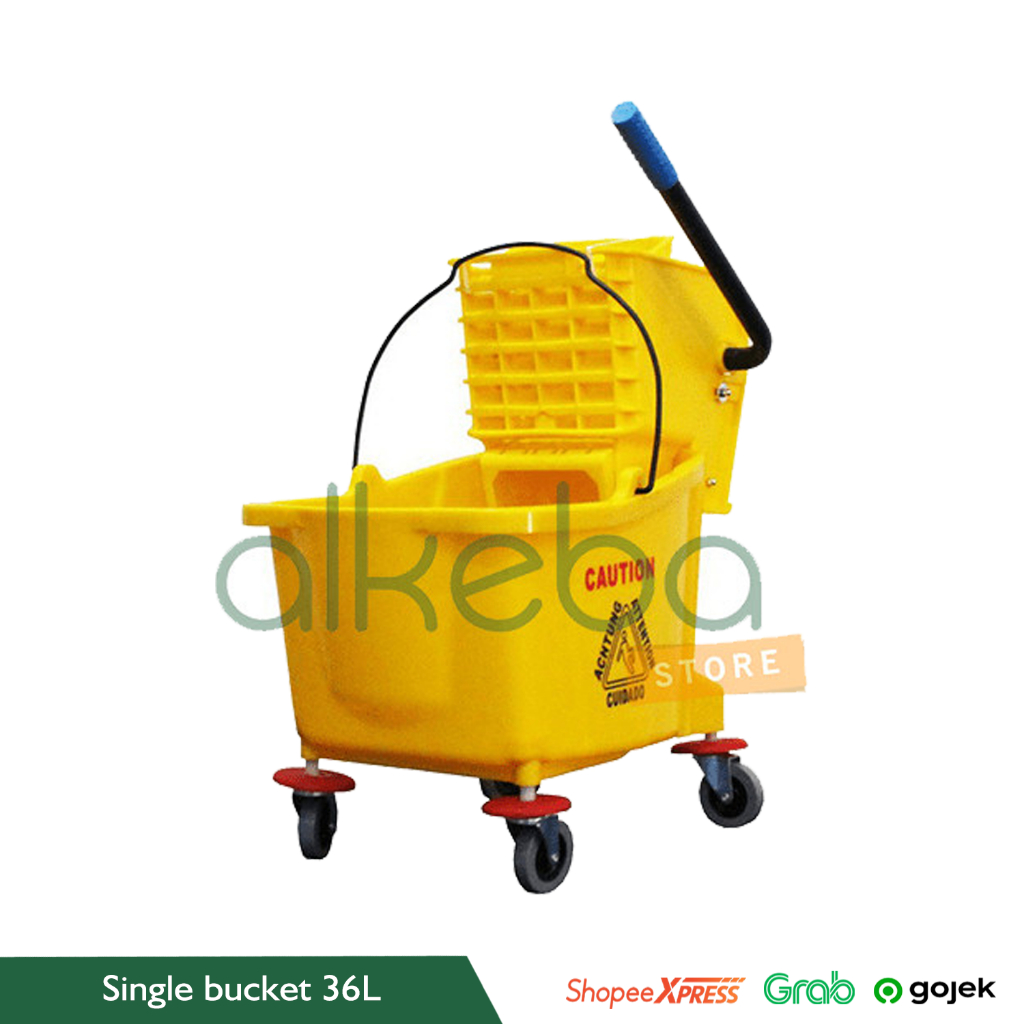 Jual Single Mop Bucket 36L Trolley Ember Peras Dorongan Troli | Shopee ...