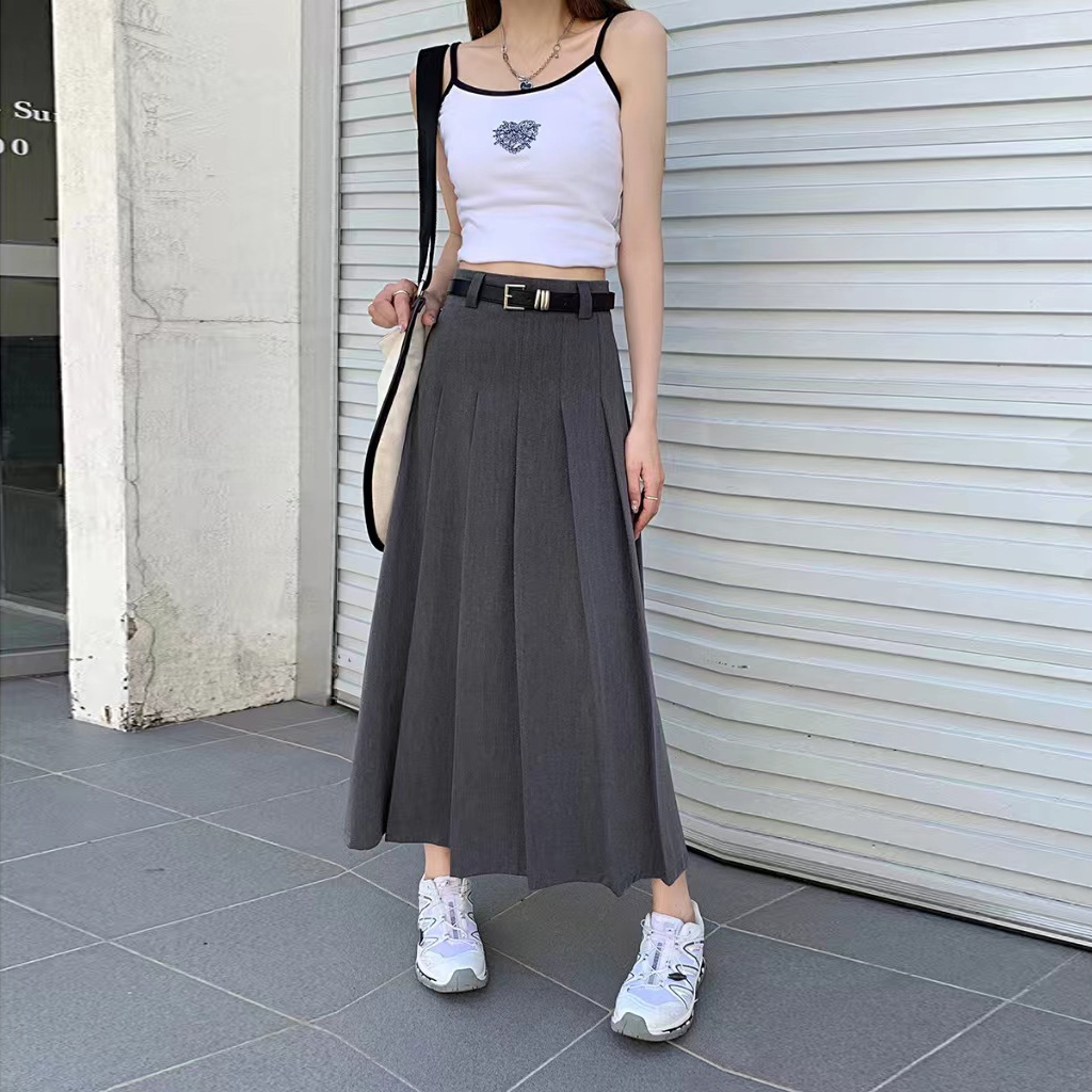 Jual Rok Wanita Gaya Korea, Pinggang Tinggi, Gaya Baru, Kasual dan ...