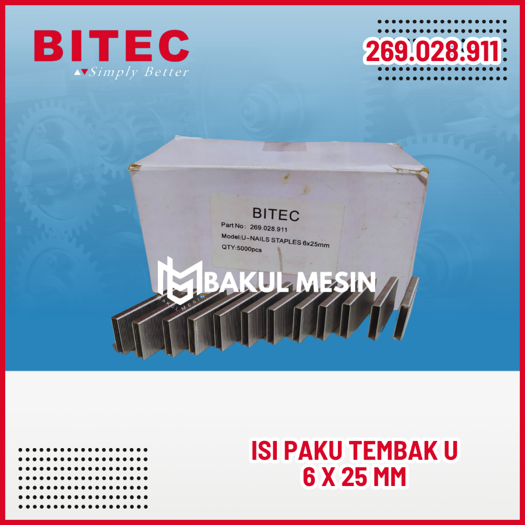 Jual BITEC isi paku tembak type U TM31 TM 31 6x25mm isi 5000pcs ...