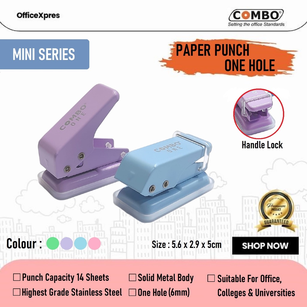 Jual One Hole Punch / Pembolong Kertas 1 Lubang / Perforator 1 Hole Combo | Shopee Indonesia