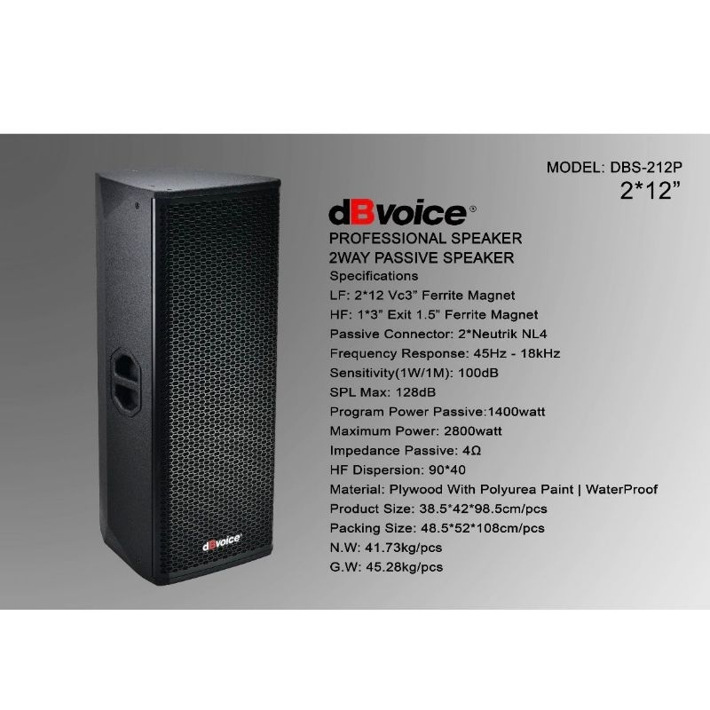 Jual Speaker Pasif dB Voice DBS 212 P Original 12 inch Passive Dbvoice ...