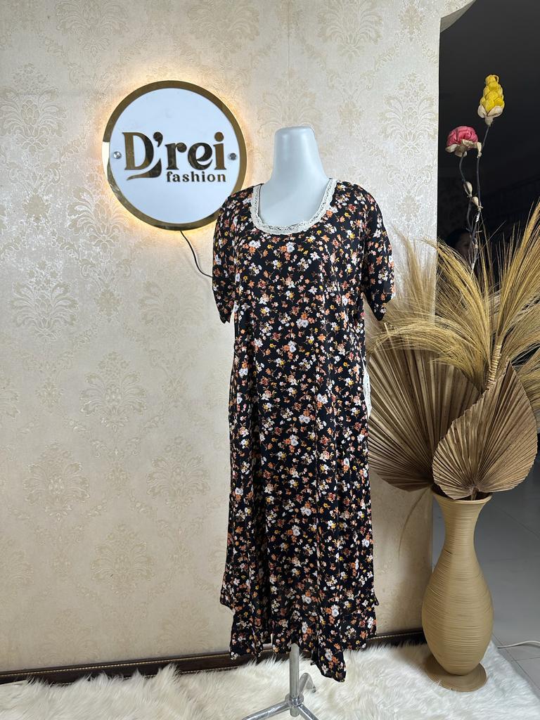 Jual D'rei Fashion Daster Leher Renda Motif Bunga Warna | Daster ...