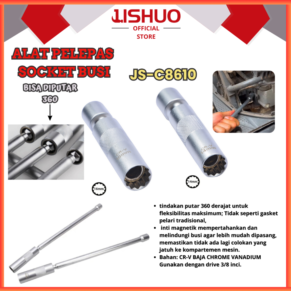 Jual JISHUO ALAT PELEPAS SOCKET BUSI KUNCI PAS 14-16MM JS-C8610 ...