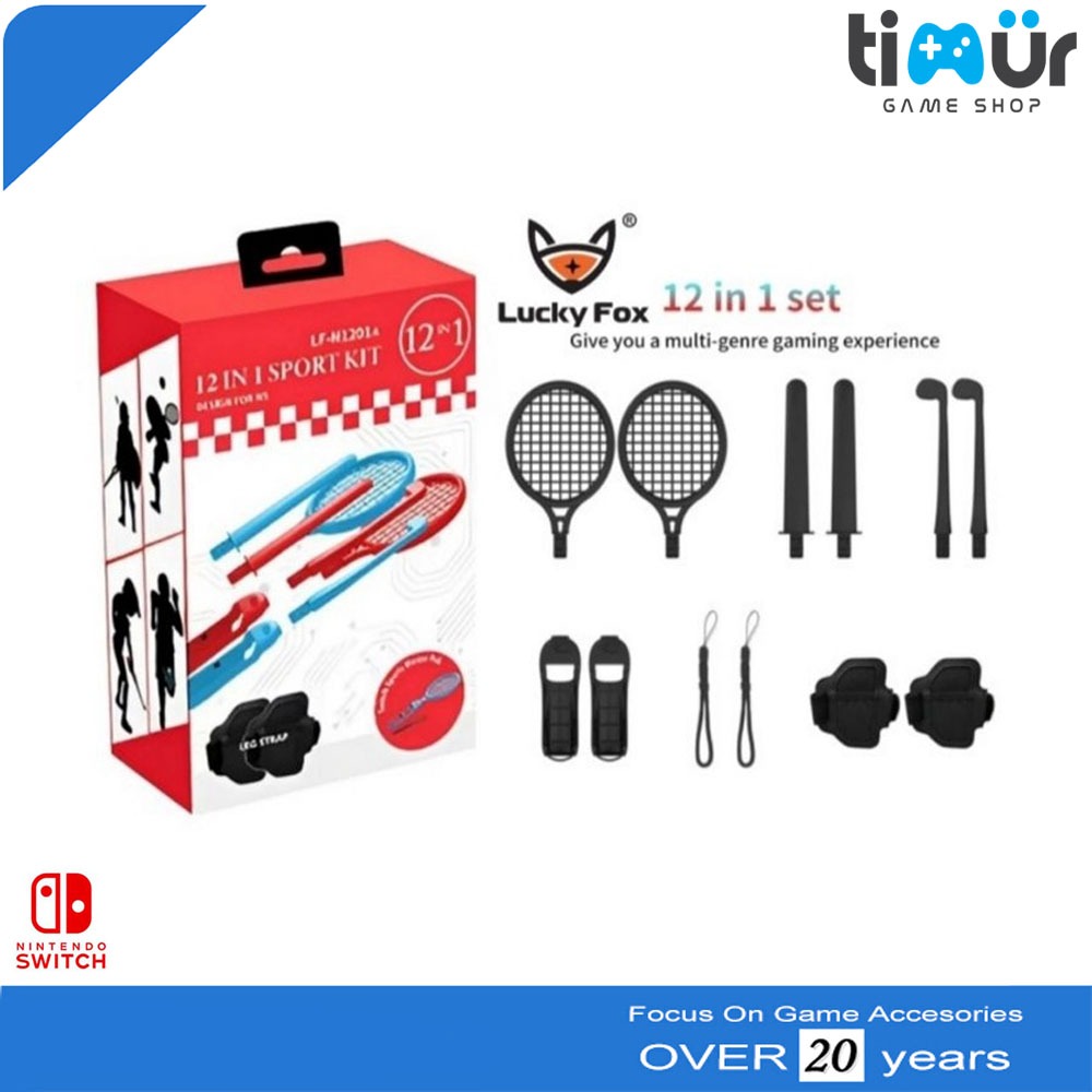 Jual 12 in 1 Lucky Fox Sports Kit Tennis Racket Leg Strap Golf Nintendo ...
