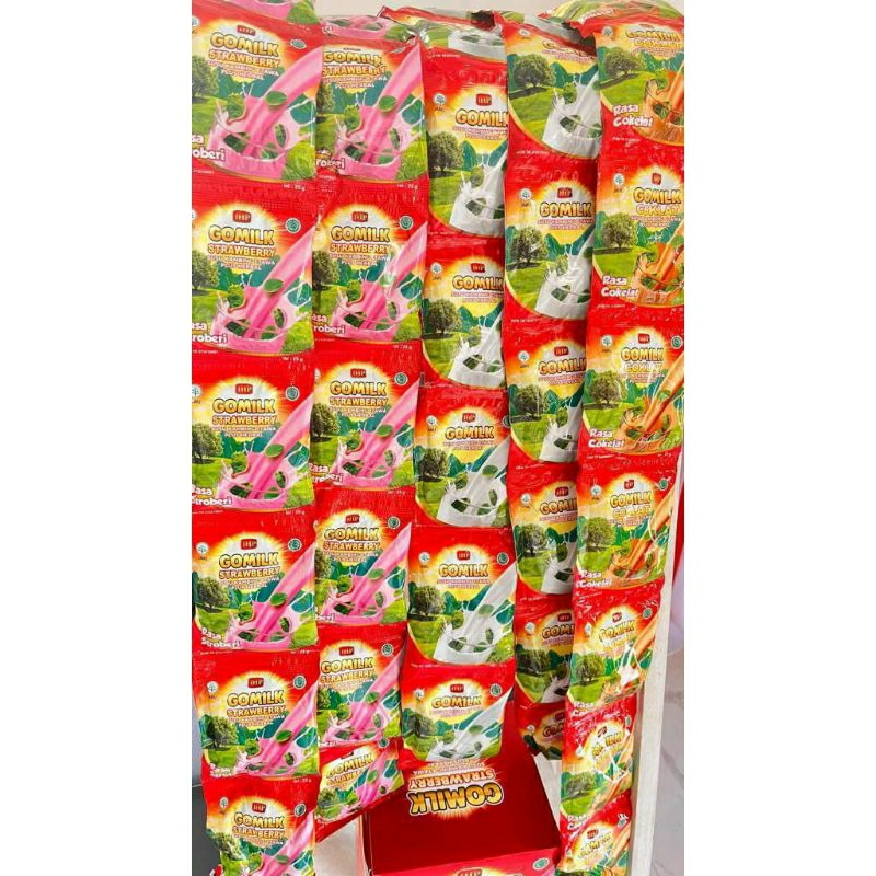 Jual GOMILK sachet 25 gram(Ori, stroberi, coklat) | Shopee Indonesia