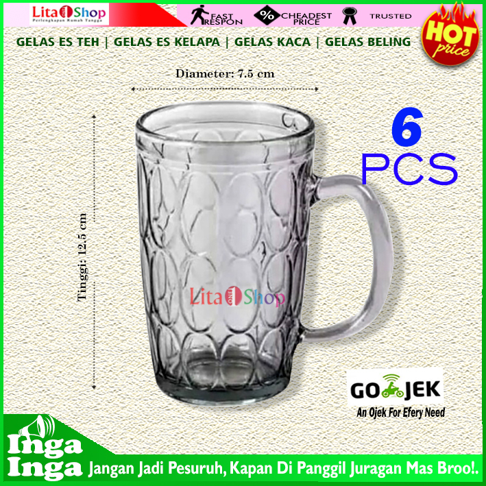 Jual 6 PCS GELAS ES TEH | GELAS ES KELAPA | GELAS BELING | GELAS KACA ...
