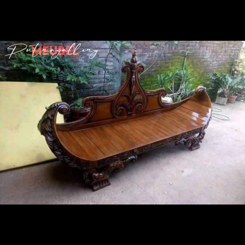 Jual [Ready Stock] Kursi Sofa Bangku Model Perahu Ukir Kayu Jati Jepara ...