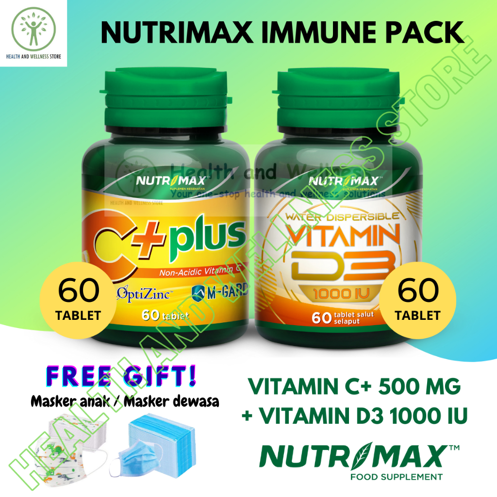 Jual Nutrimax Imun Tubuh Vitamin C Plus 60 Tablet D3 1000 IU 60 Tablet ...