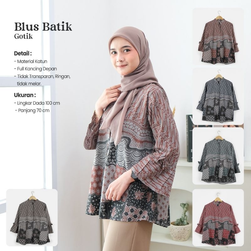 Jual Blus Batik Sogan Gotik -Naira Batik | Shopee Indonesia