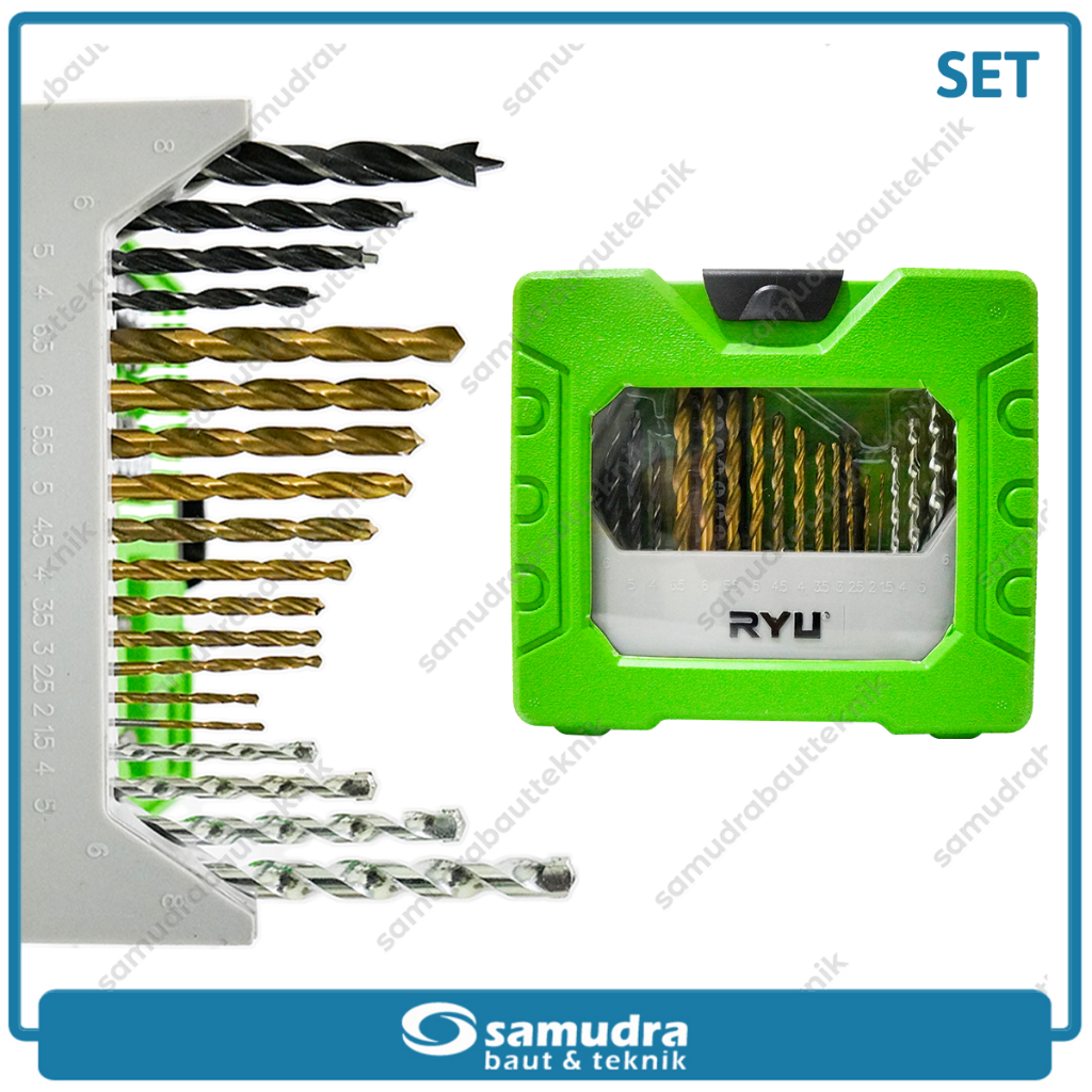 Jual Mata Bor Kombinasi RYU 41 pcs Besi Kayu Tembok Beton Paket Mata ...