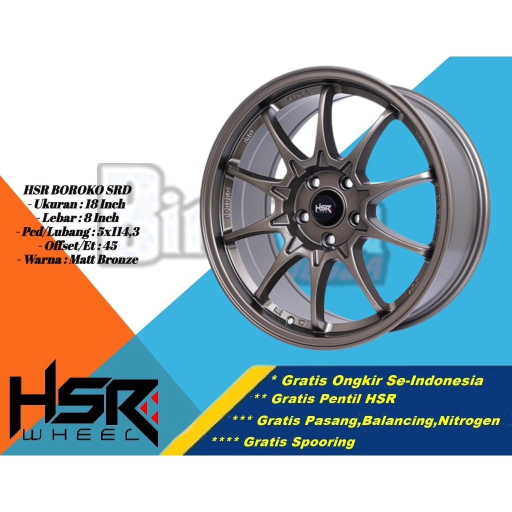 Jual Velg Mobil Civic Ring 18 HSR BOROKO SRD R18 Lebar 8 Pcd 5X114,3 ET45 | Birawa Jogja ...