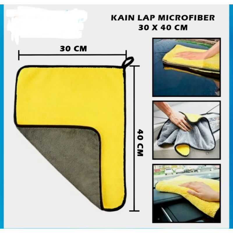 Jual KAIN LAP KUNING MICROFIBER SERBAGUNA 30x40 2 SISI HALUS ...