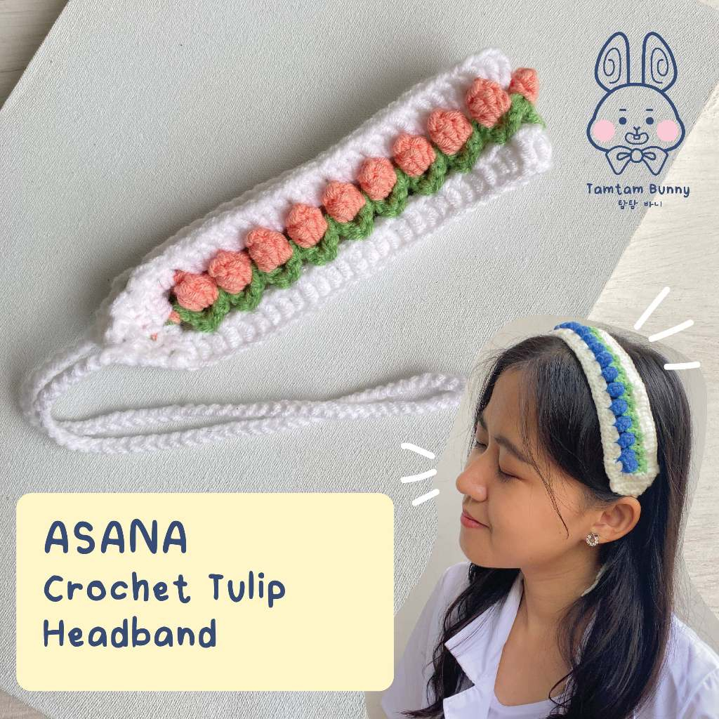 Jual ASANA Crochet Bandana Korea Rajut Tulip Bando Rambut | Shopee ...